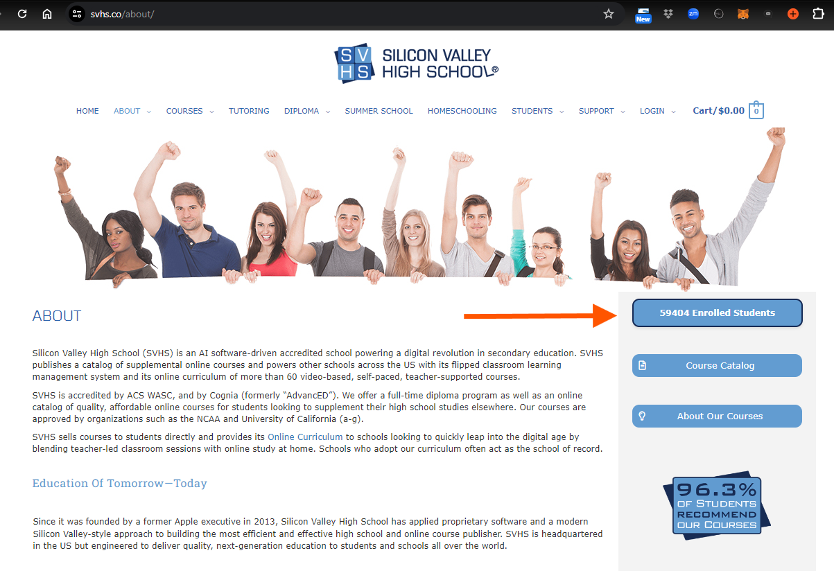 enrollment ticker - Silicon Valley High School